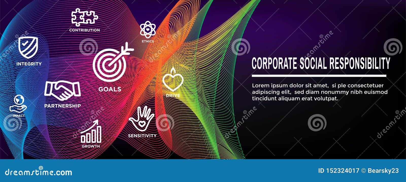 CSR-Corporate Social Responsibility Outline Icon Set - Web Header ...