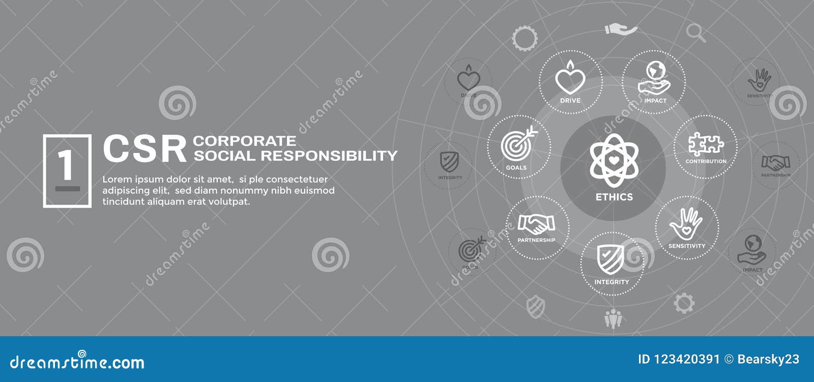 CSR-Social Responsibility Web Banner Icon Set and Web Header Ban Stock ...