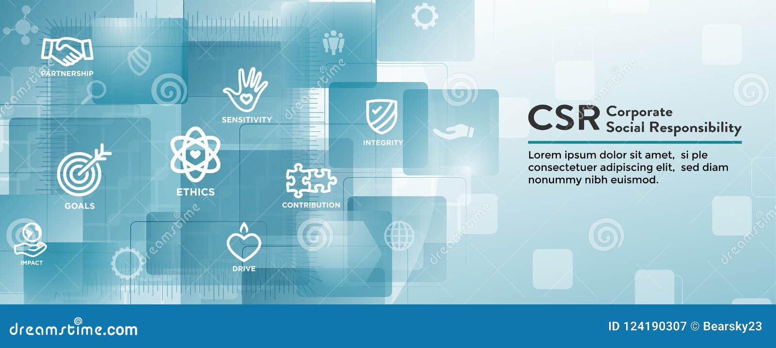 CSR-Social Responsibility Web Banner Icon Set and Web Header Ban Stock ...