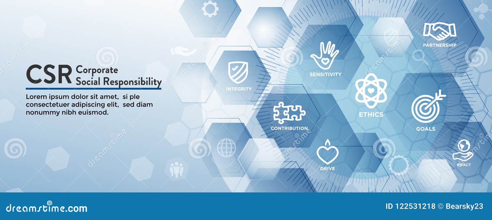 CSR-Social Responsibility Web Banner Icon Set and Web Header Ban Stock ...