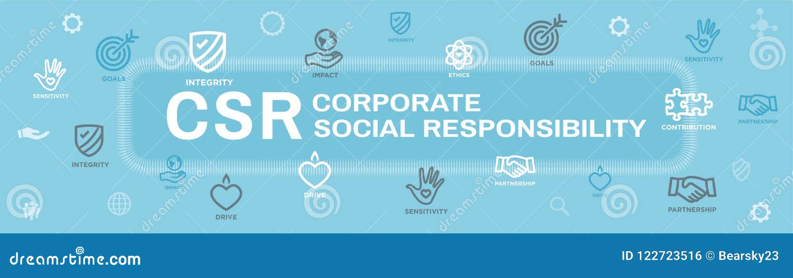 CSR-Social Responsibility Web Banner Icon Set and Web Header Ban Stock ...