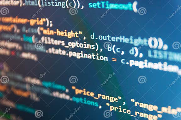 Css3 Code on a Colorful Background. Programmer Typing New Lines of HTML Code. Software ...