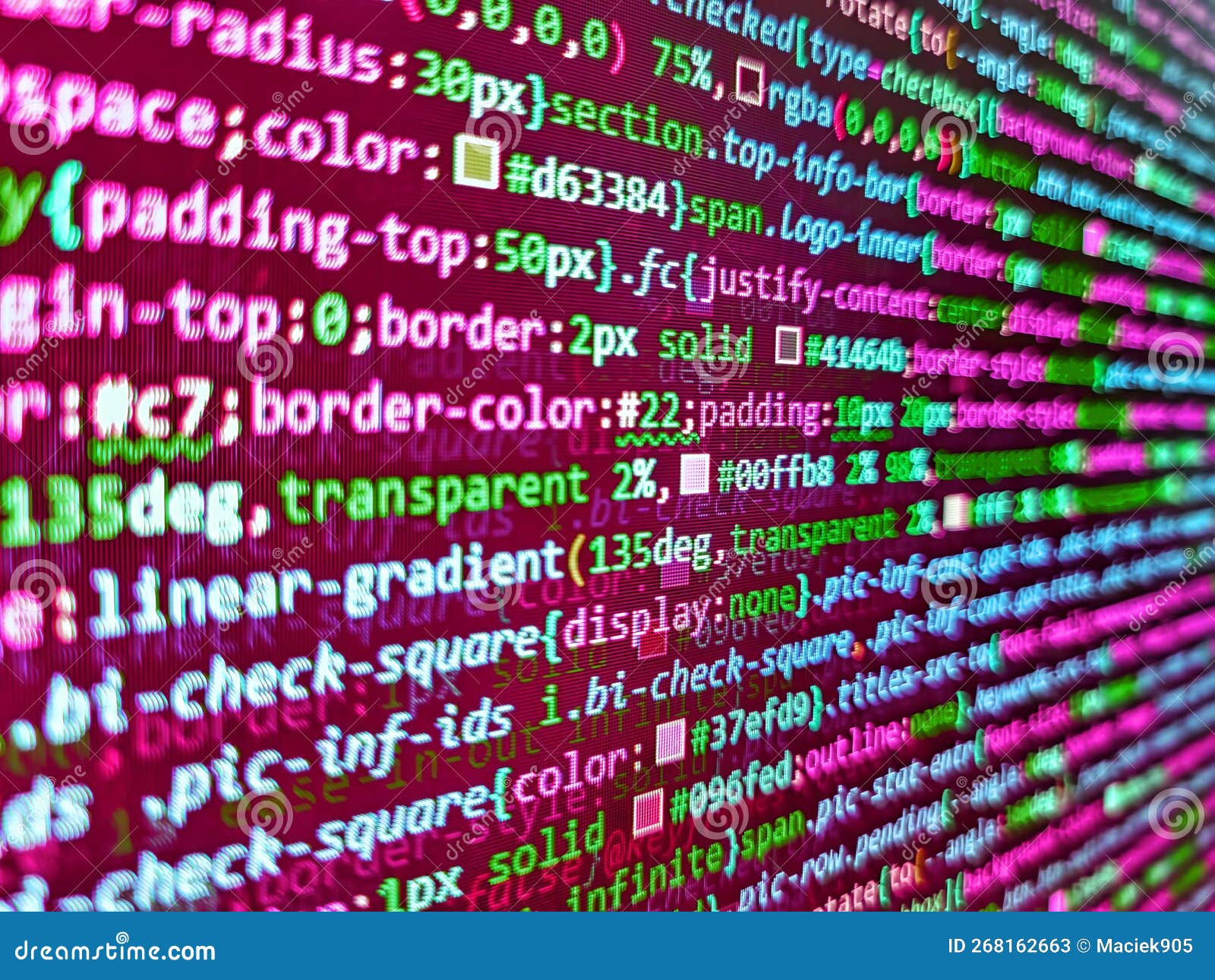Css3 Code On A Colorful Background Script Procedure Creating Abstract Computer Script Source 3161