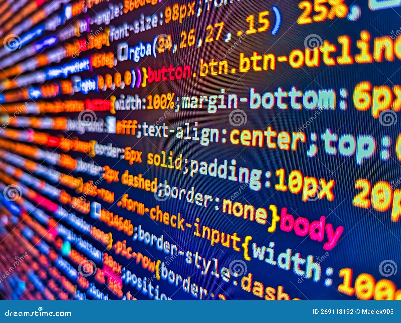 Css3 Code on a Colorful Background. Software Background Coding Screen ...