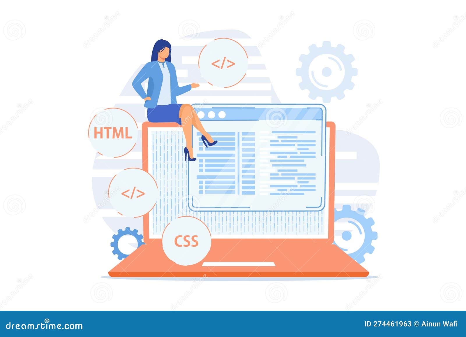Css And Html Programming Languages Computer Programming Coding It Female Programmer Cartoon