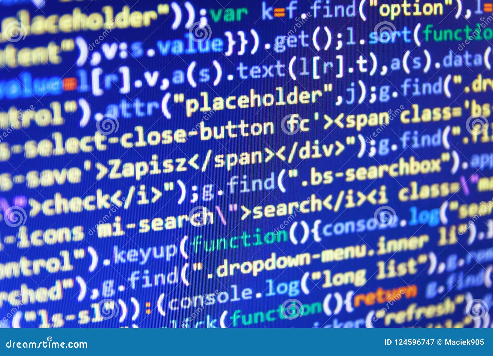 Css Javascript And Html Usage Stock Image Image Of Binary Cyber 124596747