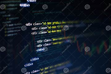 CSS, JavaScript and HTML Usage. Monitor Closeup of Function Source Code ...