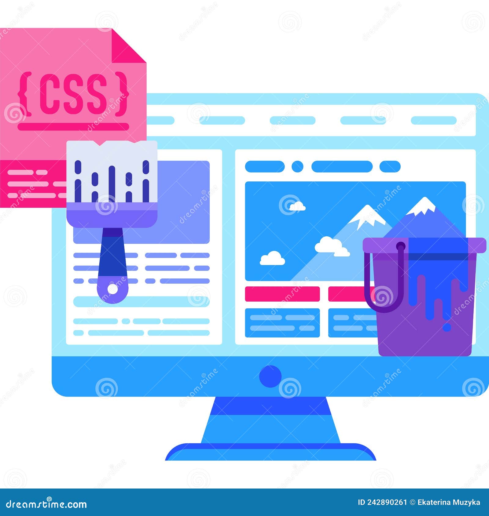 Vector Software Bug On Computer Monitor With Binary Code 87421590