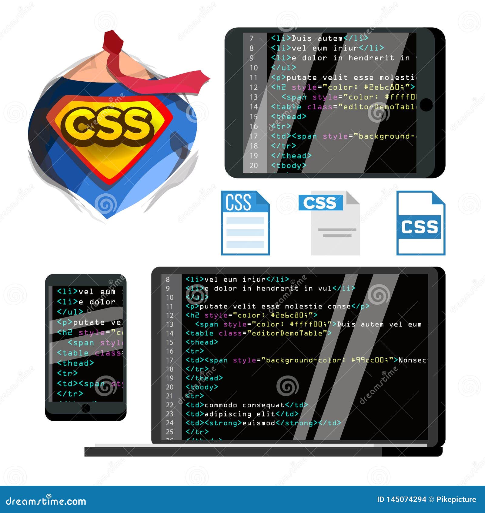 Css Programming Language Vector Flat Illustrations Set Stock Vector Illustration Of Language