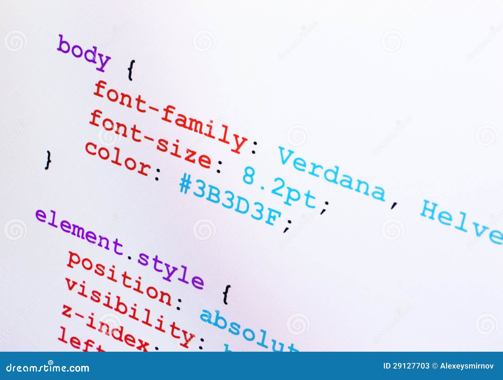 Css Source Code Closeup Diagonal View Stock Image Image Of Format Html5 29127703
