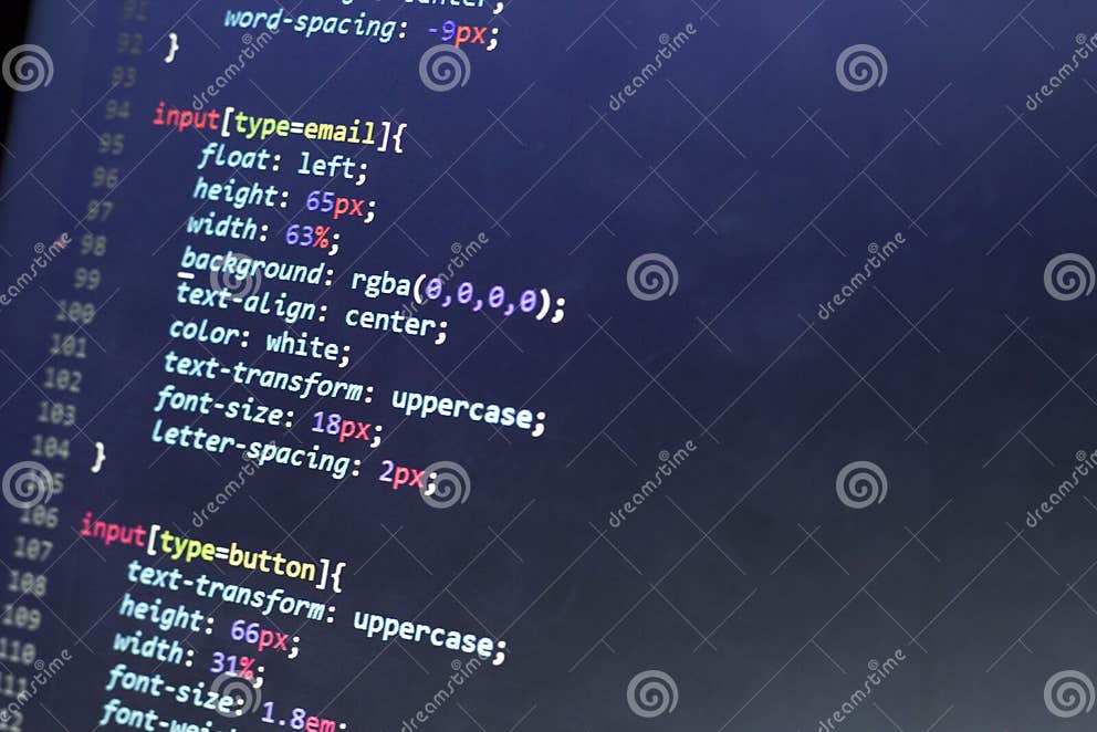 CSS Stylesheet Code. Computer Programming Source Code Abstract Screen of Web Developer. Digital ...