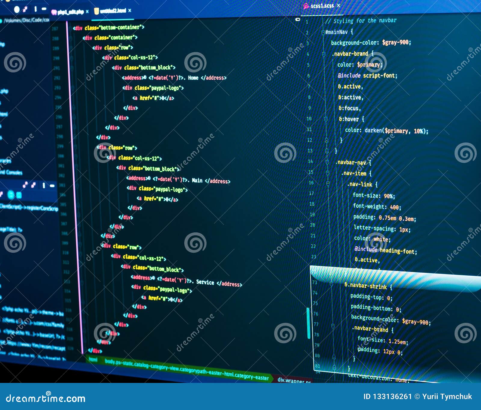 Css Stylesheet Code Splitting Of Html And Css In Editor Web Or Application Development