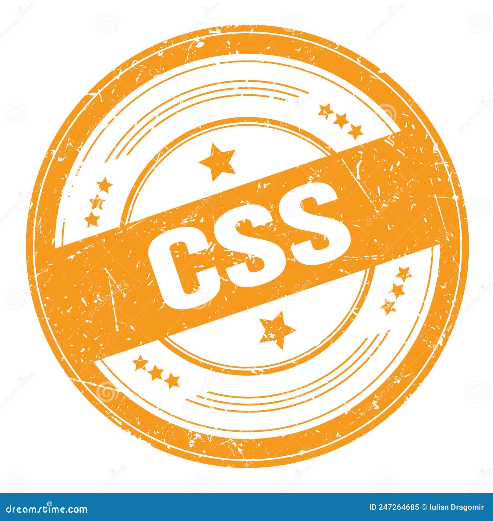 CSS Text on Orange Round Grungy Stamp Stock Illustration - Illustration ...