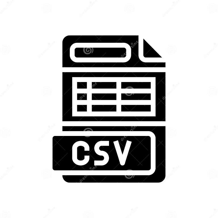 Csv File Format Document Glyph Icon Vector Illustration Stock Vector ...