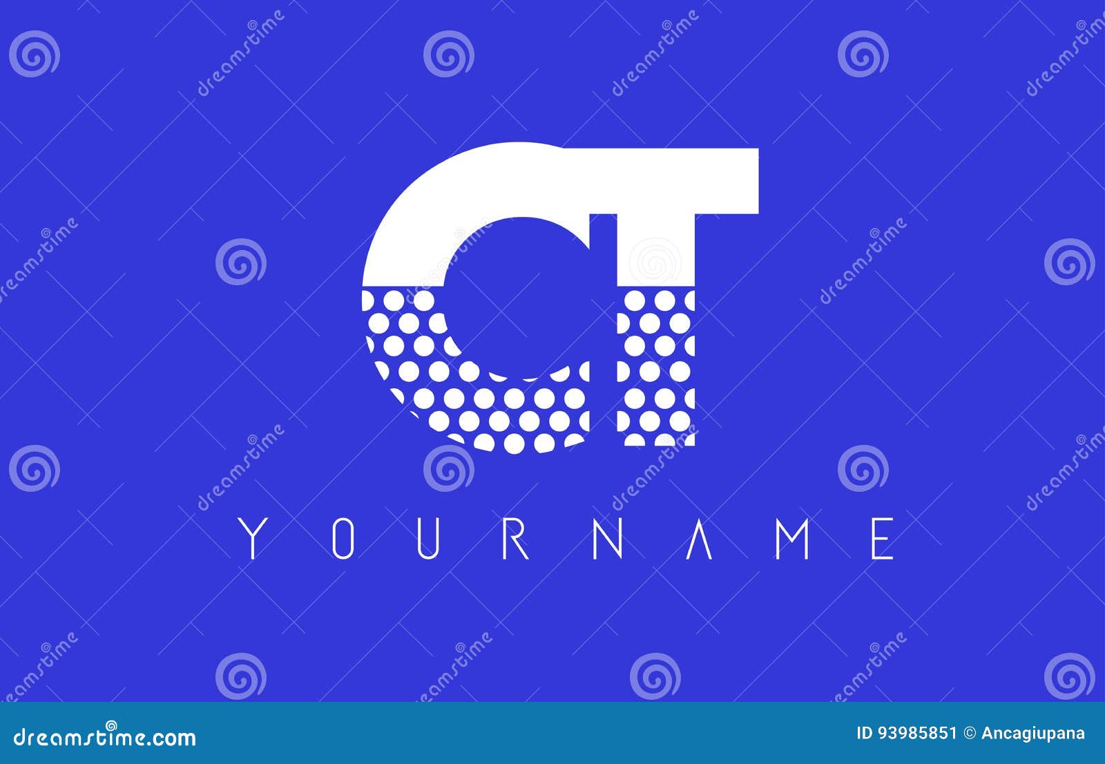 CT C T Dotted Letter Logo Design with Blue Background. Stock Vector ...