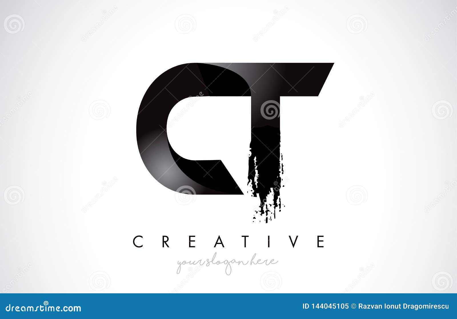 CT Letter Design with Brush Stroke and Modern 3D Look Stock Vector ...