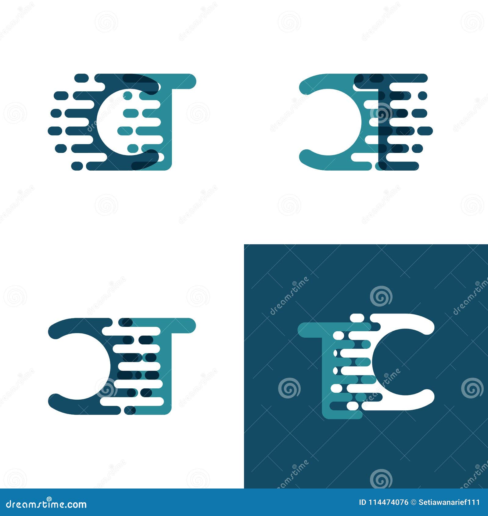 CT Letters Logo with Accent Speed in Light Green and Dark Blue Stock ...