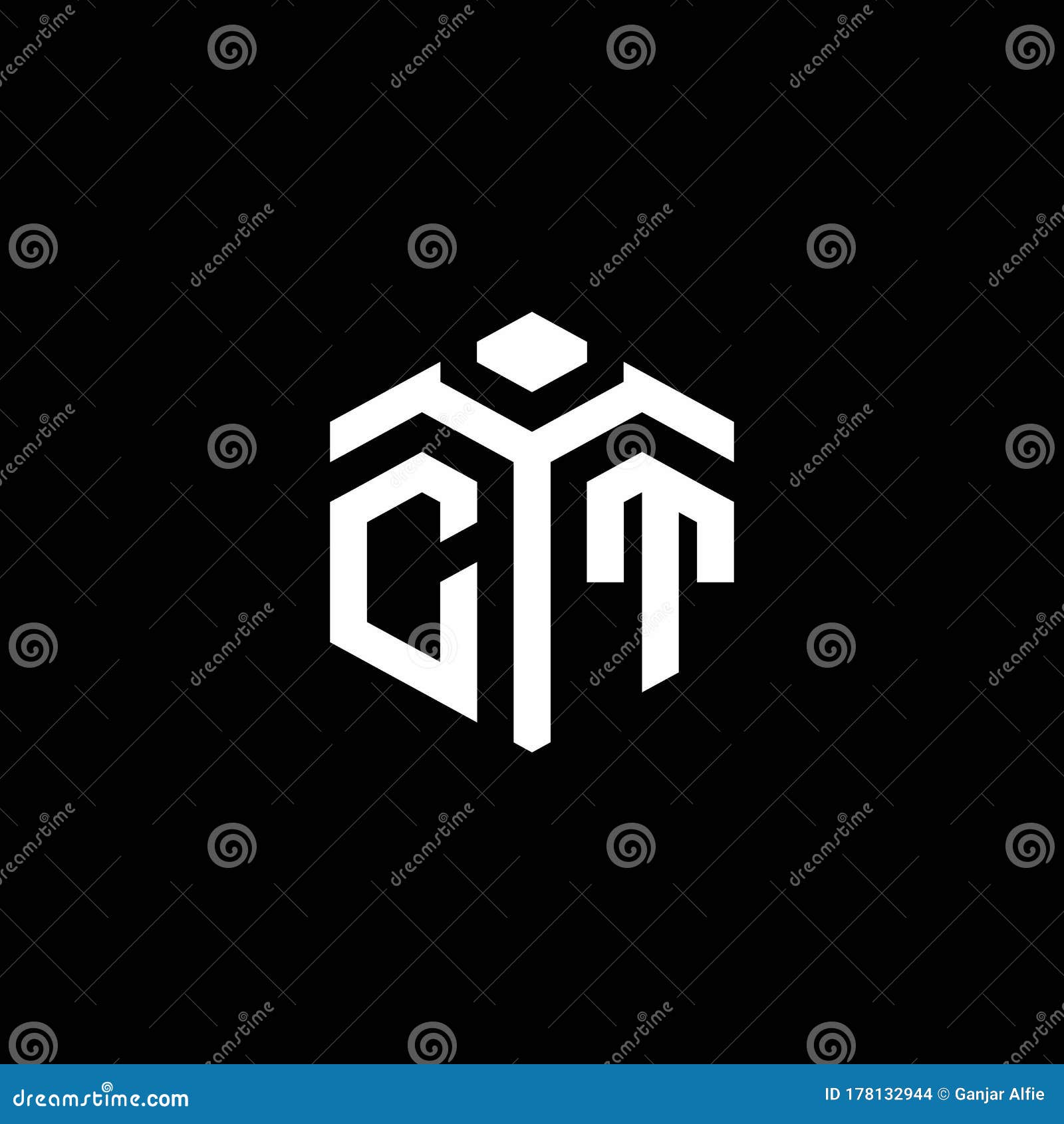 CT Monogram Logo with Abstract Hexagon Style Design Template Stock ...