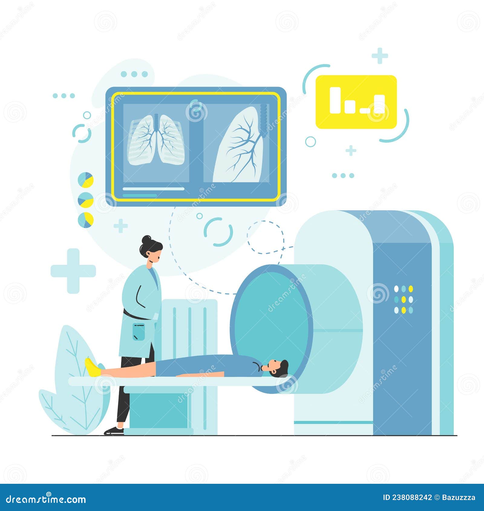 CT Scan Of Chest, Vector Illustration. X-ray Computed Tomography Test ...