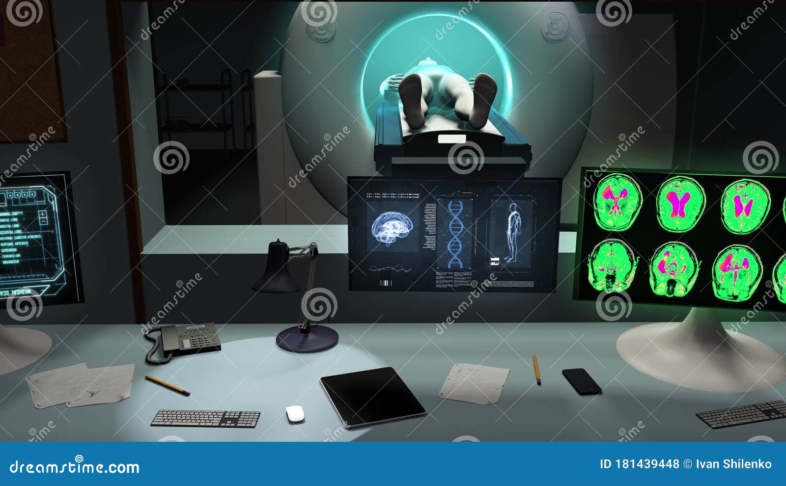 Ct Scan. 3D Render of the Clinic with Computed Tomography Stock Footage ...