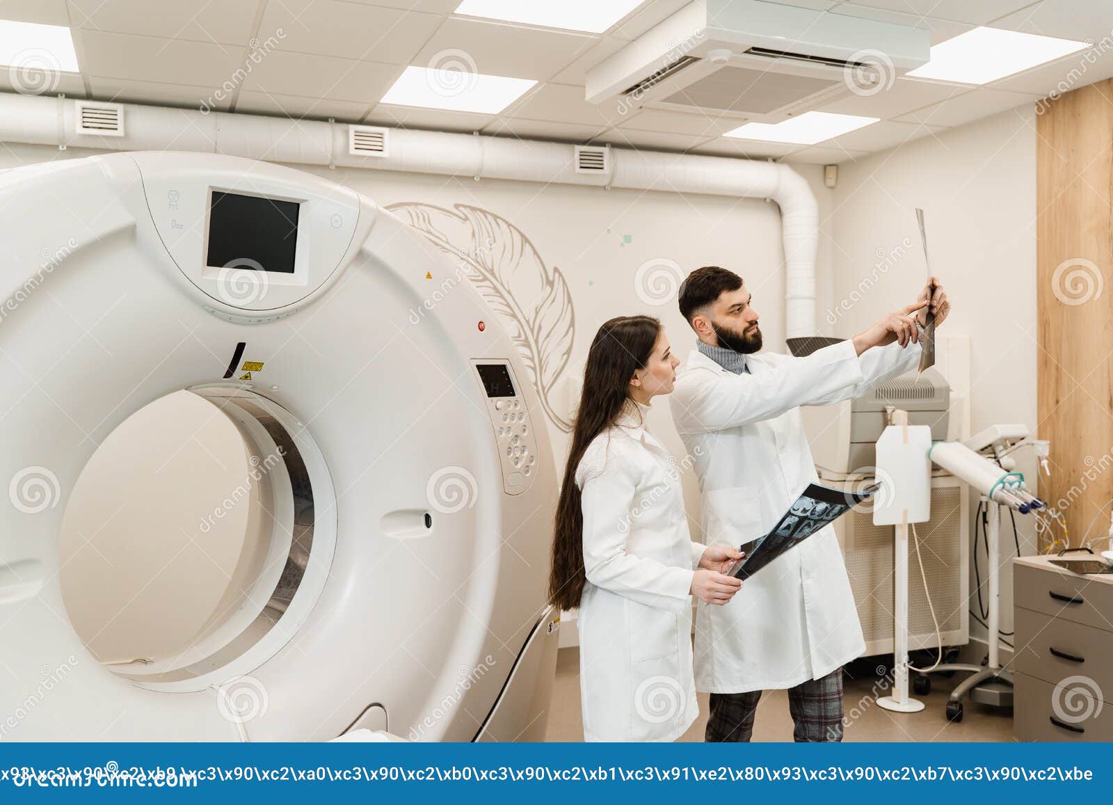 CT Scan Doctors are Discussing X-ray of Computed Tomography of Brains ...