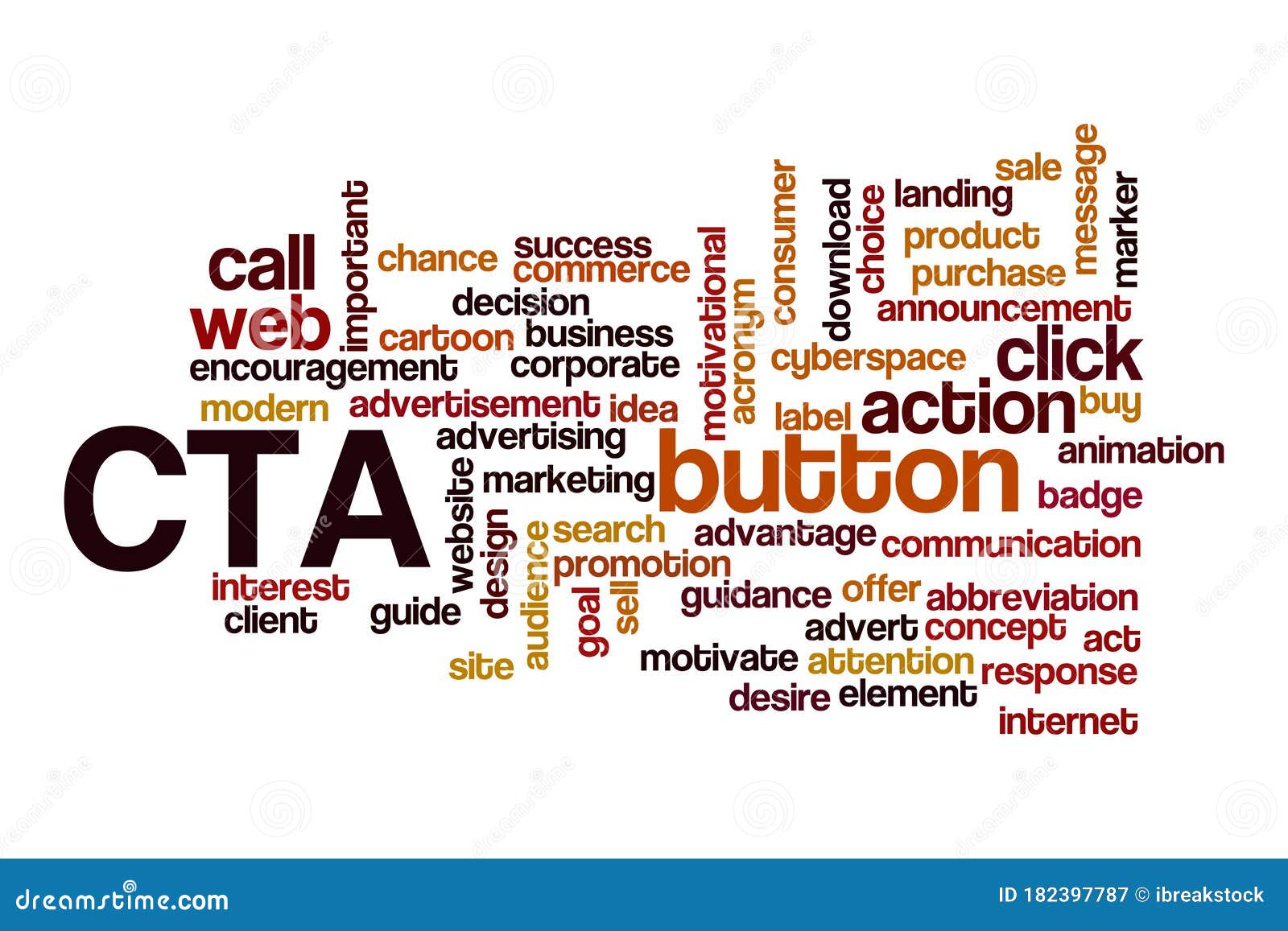 CTA word cloud concept stock illustration. Illustration of corporate - 182397787