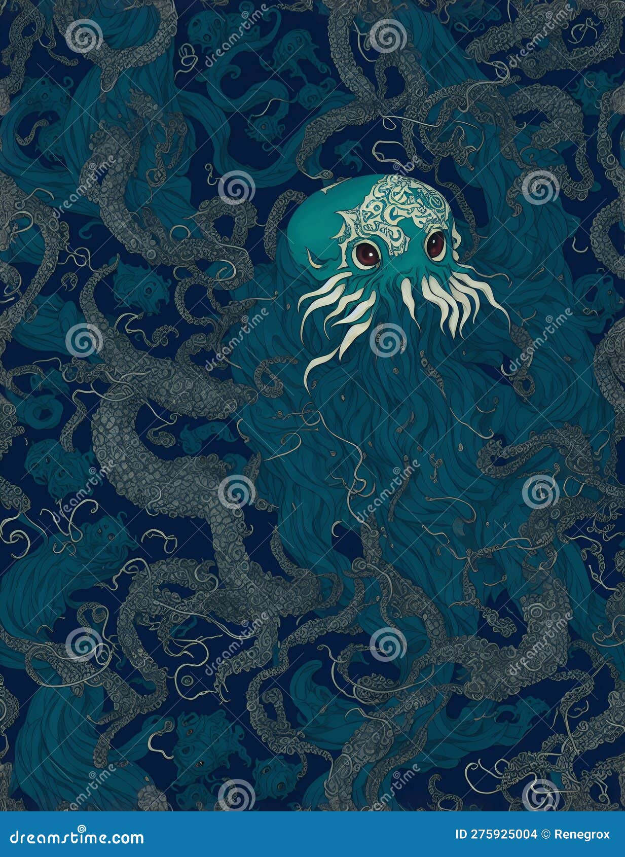 Cthulhu Monstrous Creature Holding Planet Earth In Its Grasp. Dark And ...