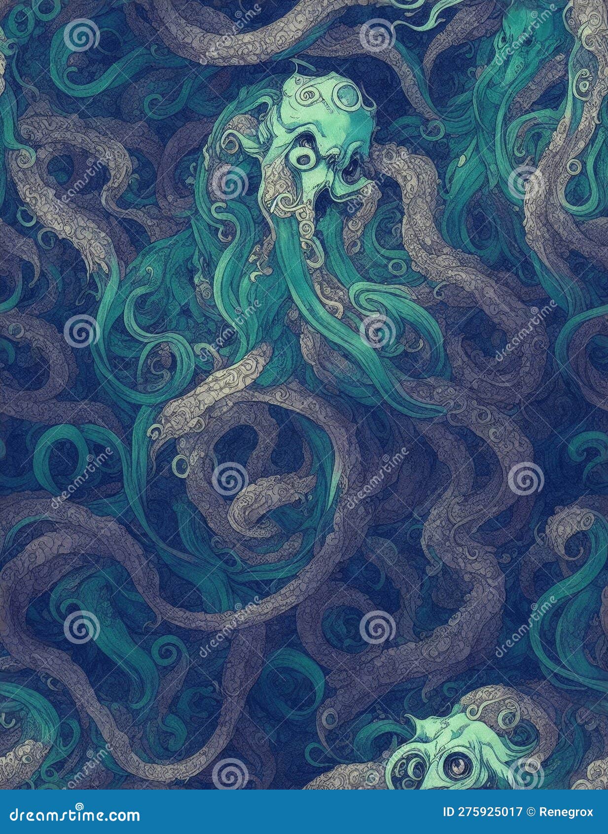 Cthulhu Monstrous Creature Holding Planet Earth In Its Grasp. Dark And ...