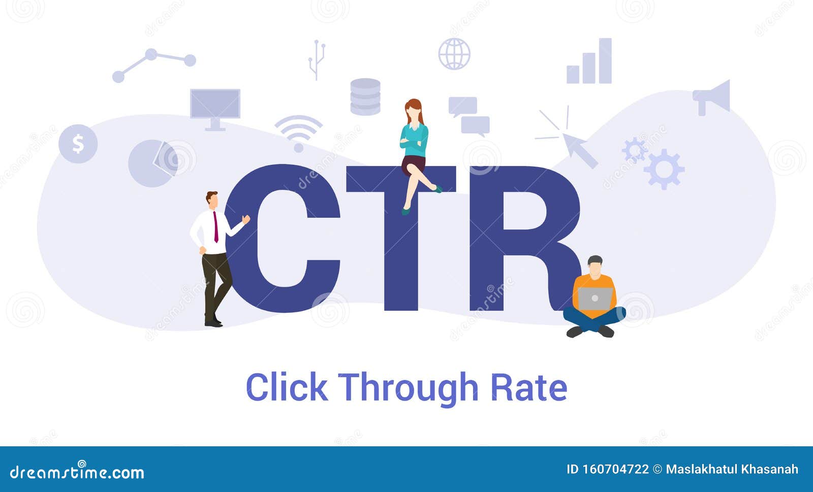 Ctr Click through Rate Concept with Big Word or Text and Team People ...