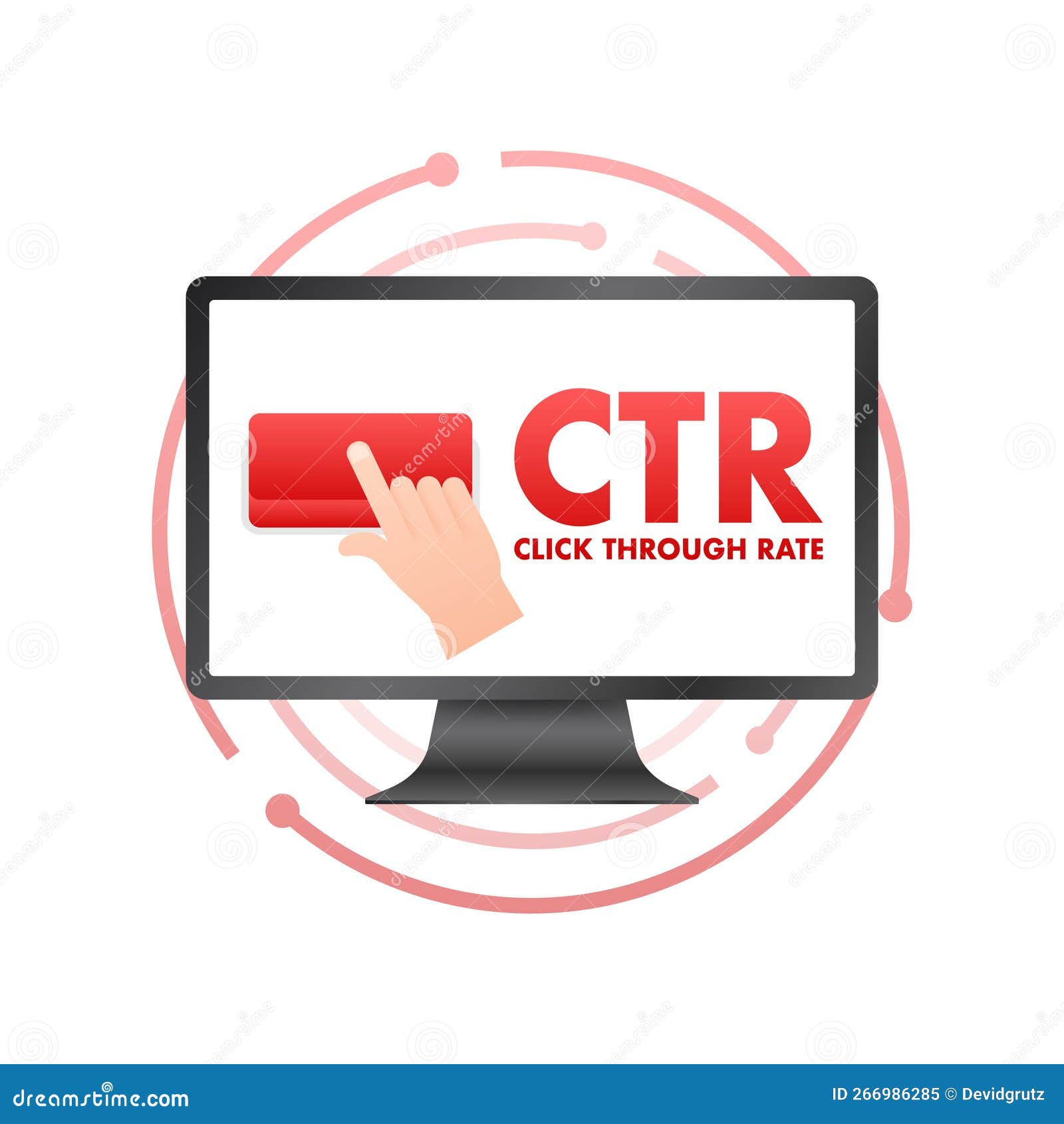 CTR - Click through Rate Sign, Label. Hand Click Stock Vector ...