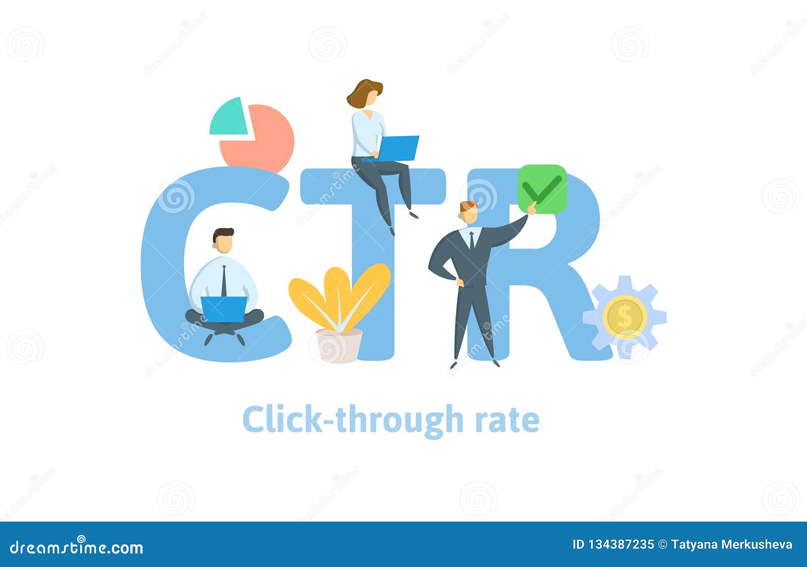 CTR, Click Trough Rate. Concept with Keywords, Letters, and Icons. Flat ...