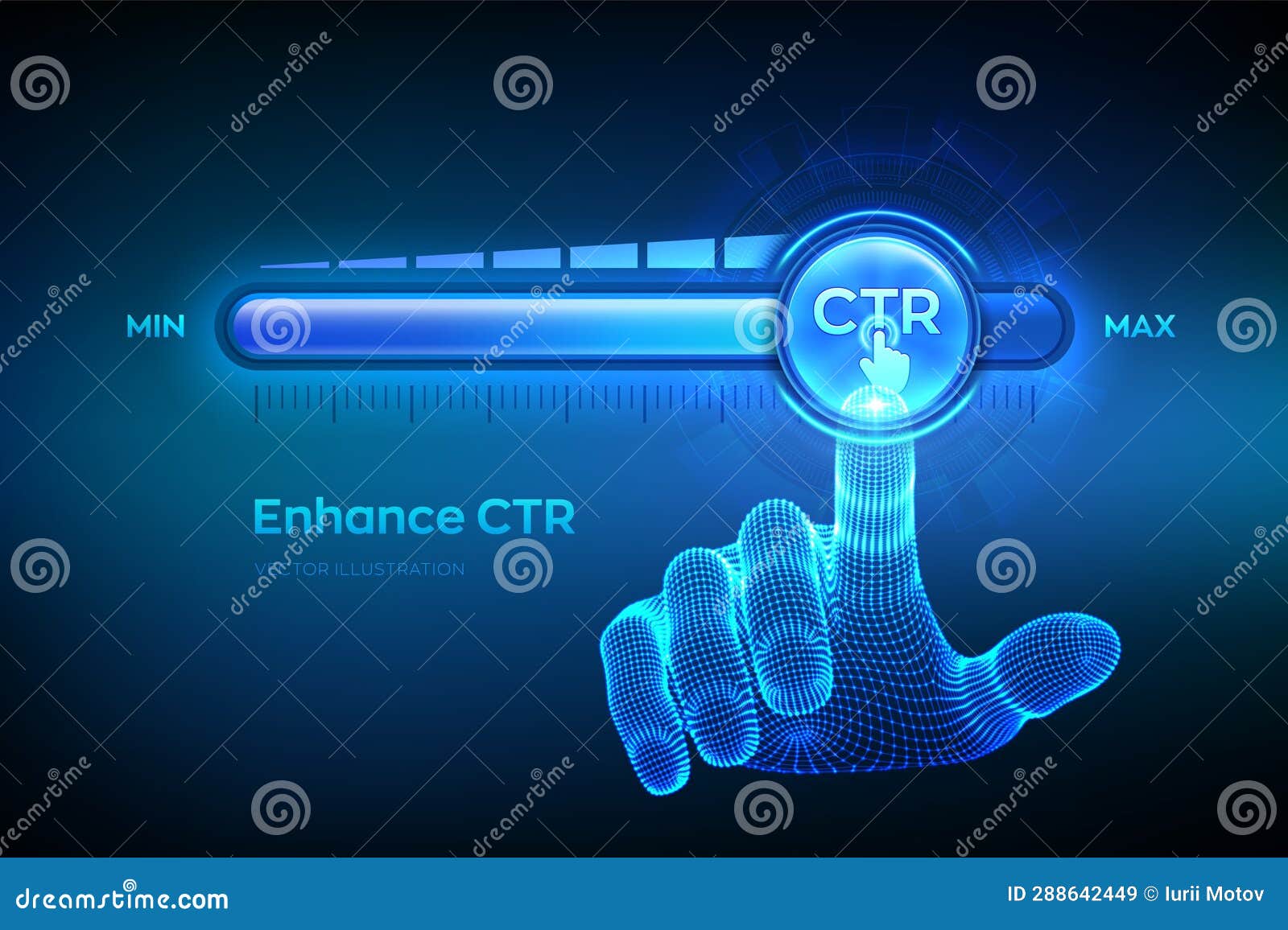 CTR. Increasing Click through Rate. Wireframe Hand is Pulling Up To the ...