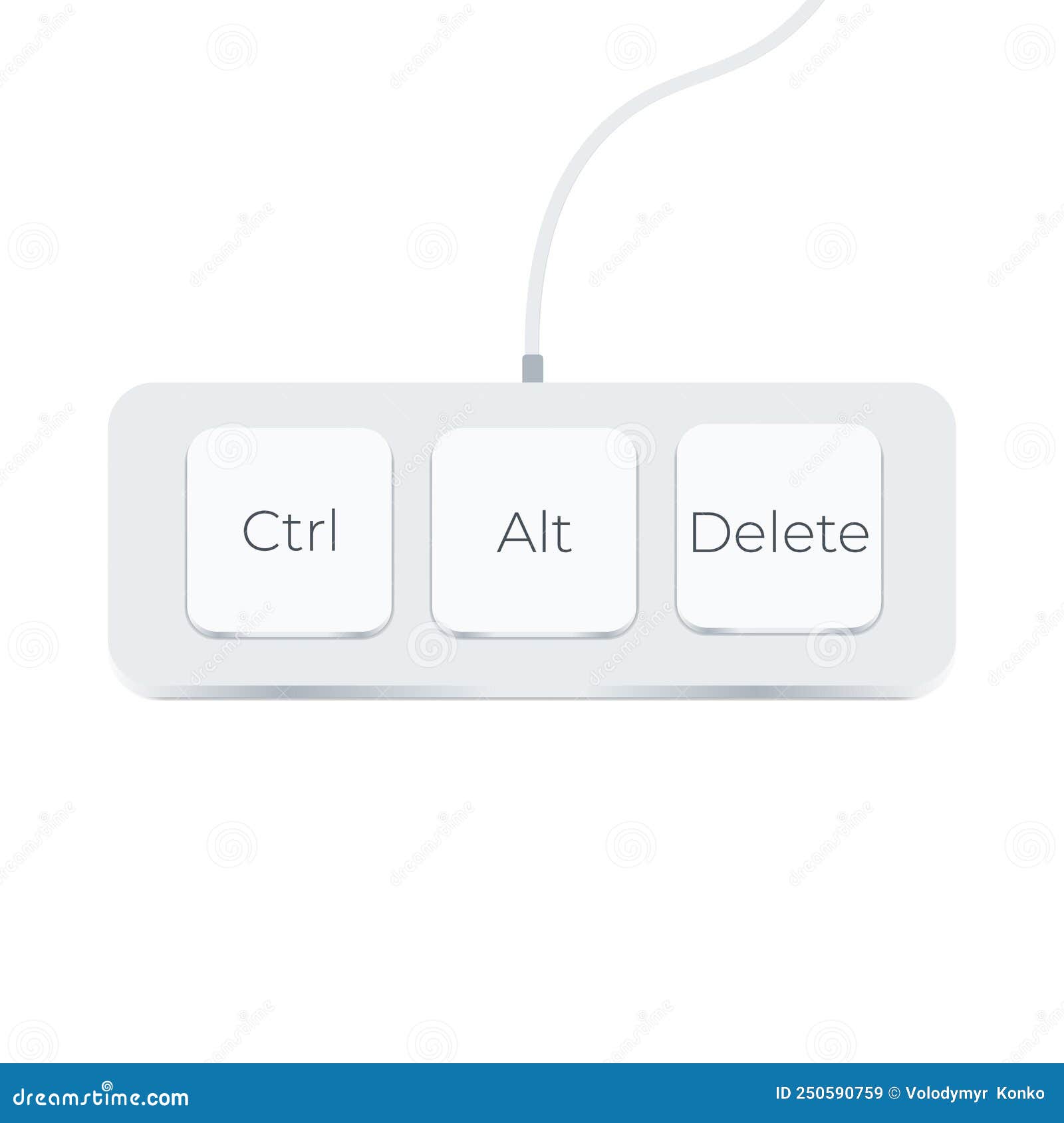 Ctrl, Alt and Del on White Background. Flat Style. Keyboard Shortcut ...