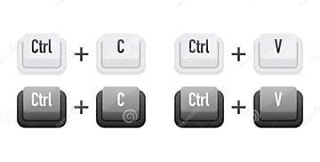 Ctrl C and Ctrl V Keyboard Keys. Shortcut Keys Stock Vector ...