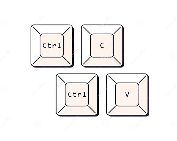 Ctrl C And V Keyboard Buttons Control Keys Shortcut Commands For Copy Paste Stock Vector