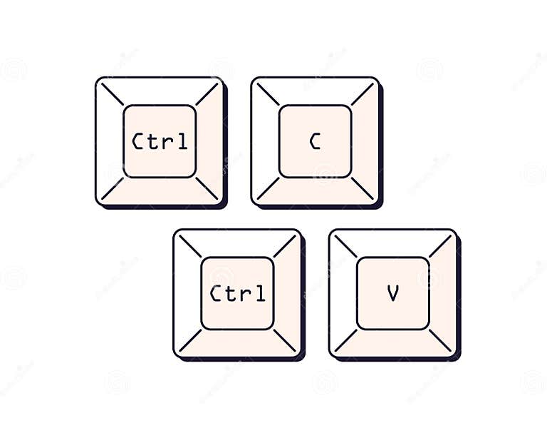 Ctrl C And V Keyboard Buttons Control Keys Shortcut Commands For Copy Paste Stock Vector