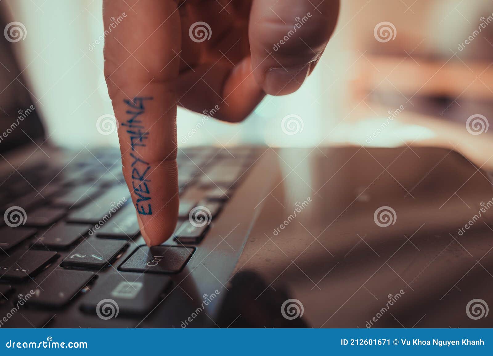 Ctrl Keyboard Control Everything. Finger Pressed Down On The Keyboard ...