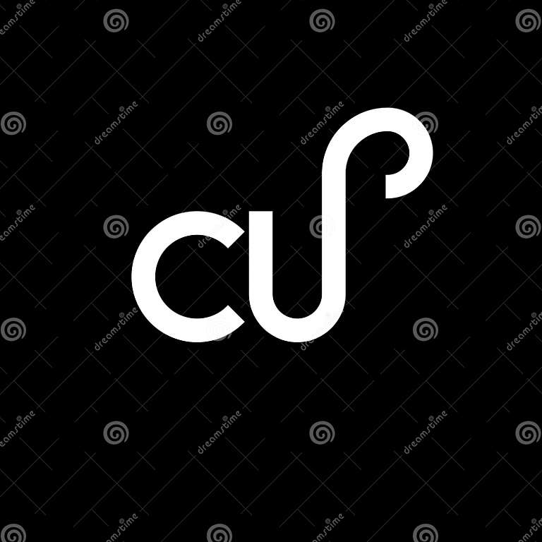CU Letter Logo Design on Black Background. CU Creative Initials Letter ...