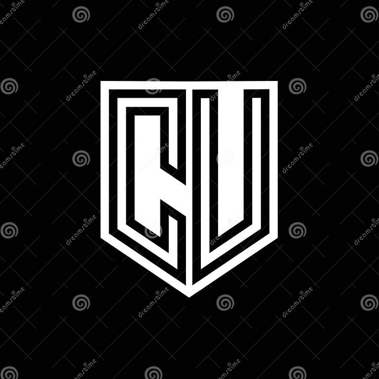 CU Logo Monogram Shield Geometric Black Line Inside White Shield Color ...