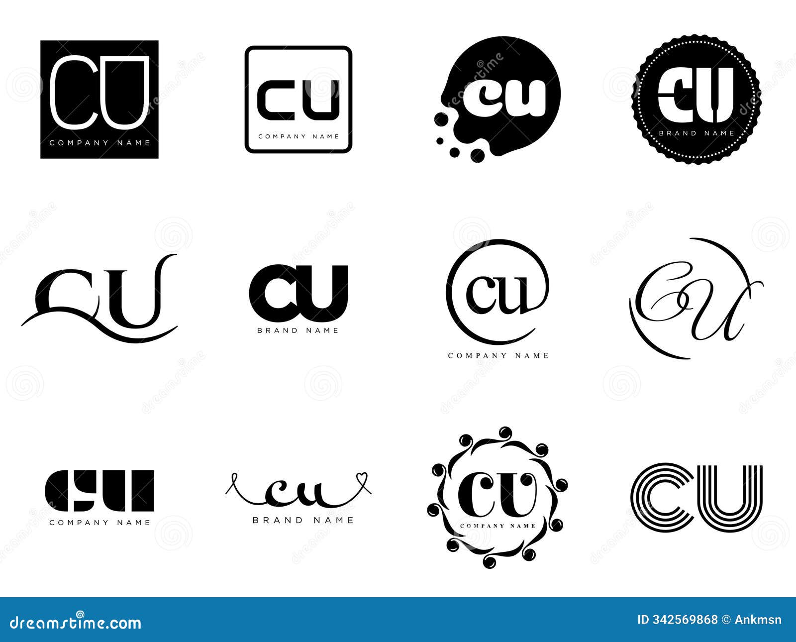 CU Logo Company Template. Letter C and U Logotype Stock Illustration ...