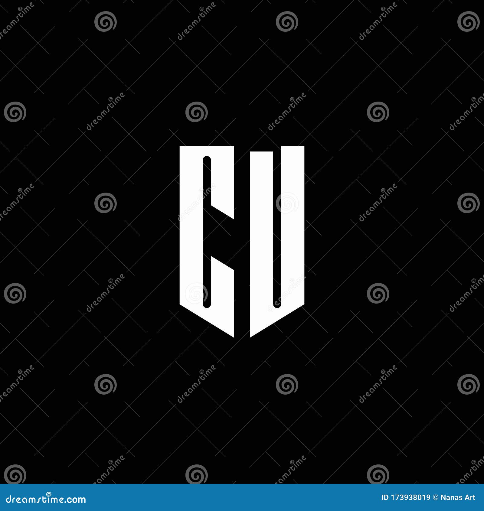CU Logo Monogram with Emblem Style Isolated on Black Background Stock ...