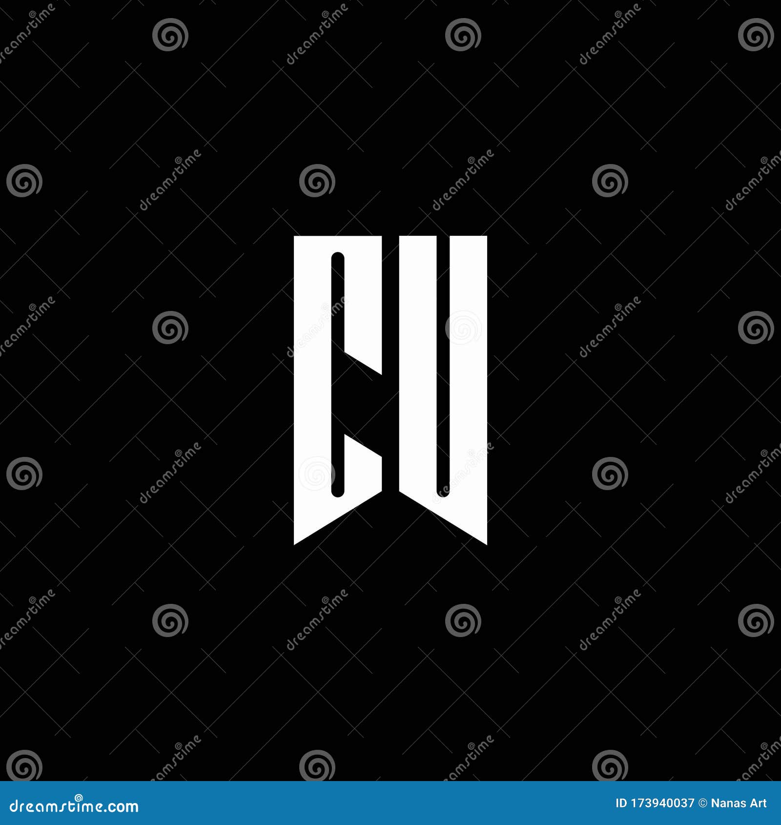 CU Logo Monogram with Emblem Style Isolated on Black Background Stock ...