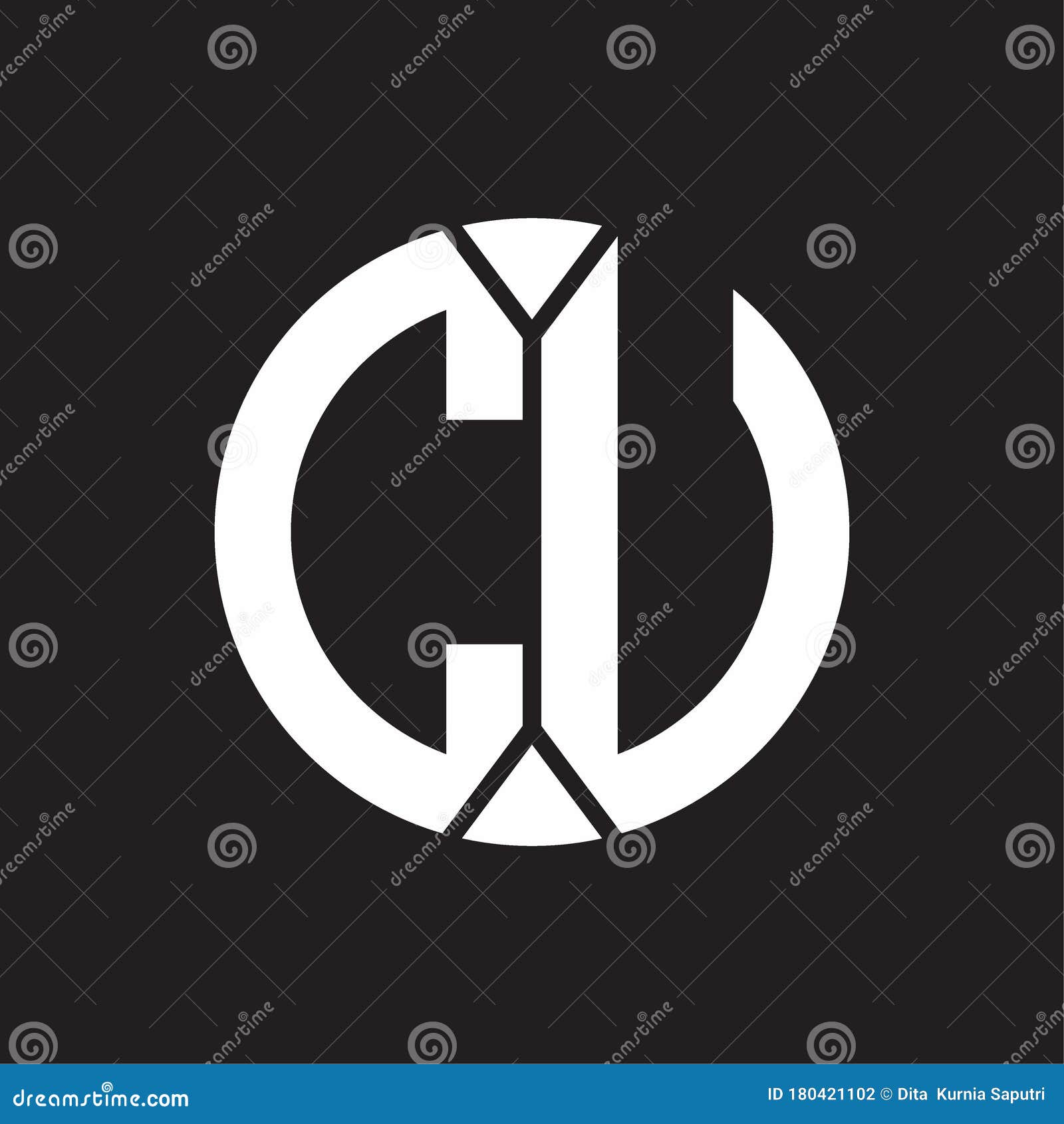CU Logo Monogram with Piece Circle Ribbon Style Stock Illustration ...