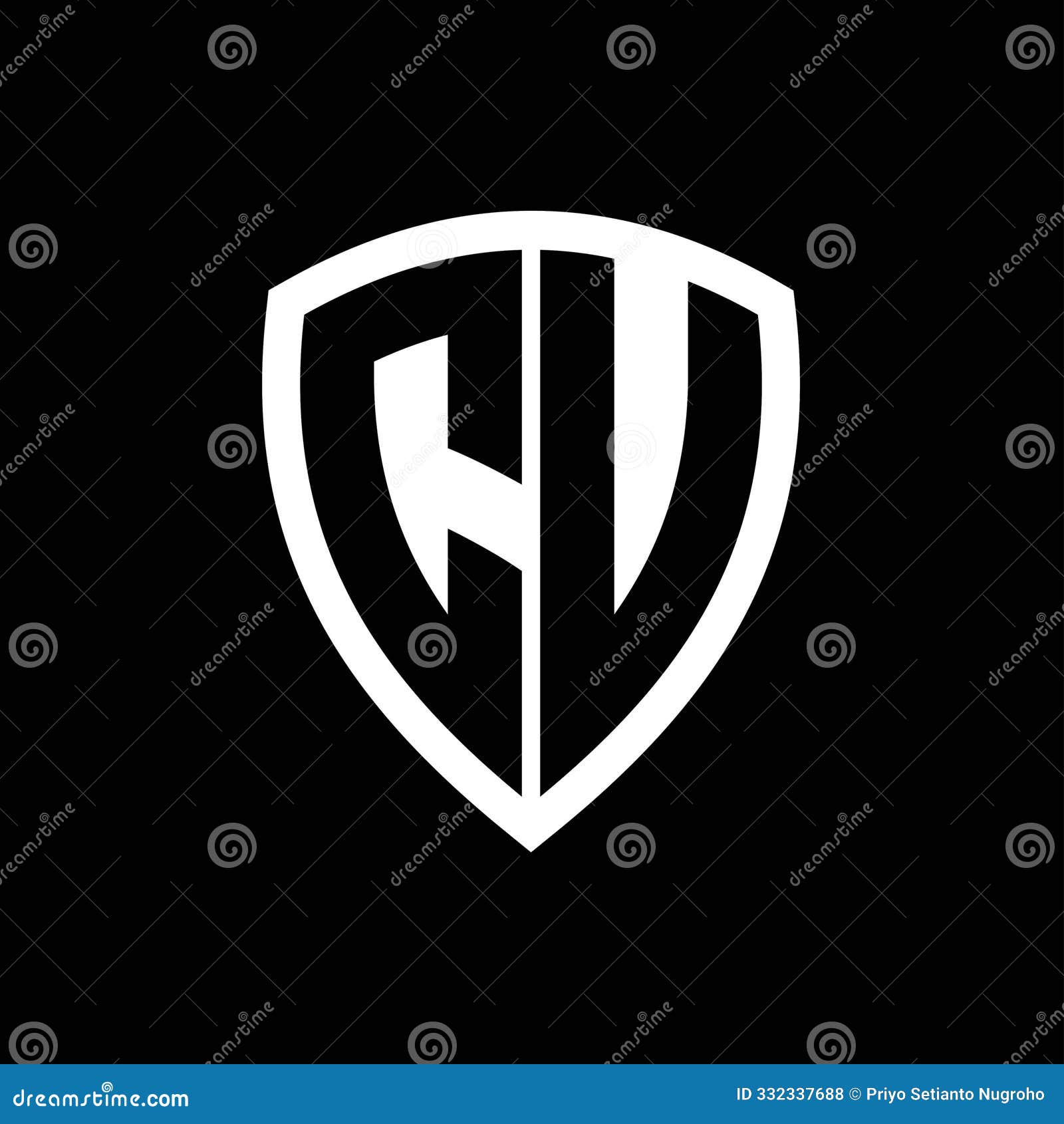 CU Monogram Logo with Bold Letters Shield Shape with Black and White ...