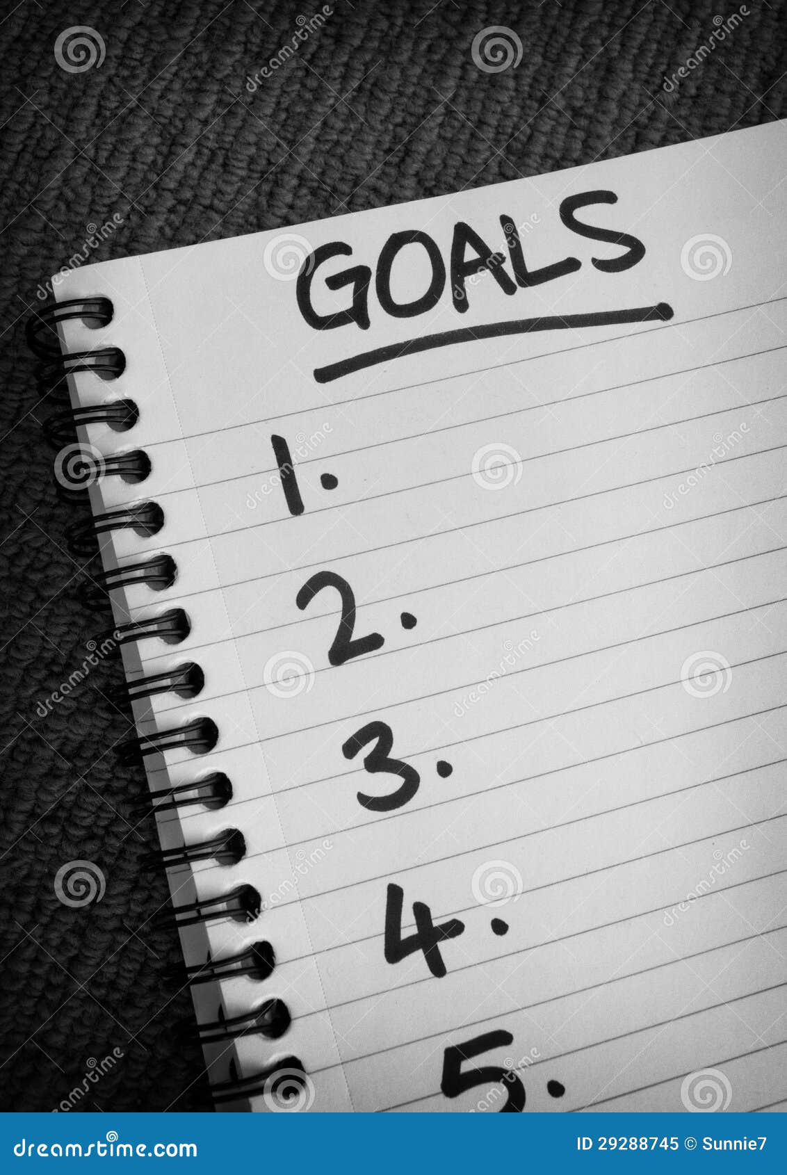 Cuaderno Espiral De La Lista De Las Metas Imagen de archivo - Imagen de ...