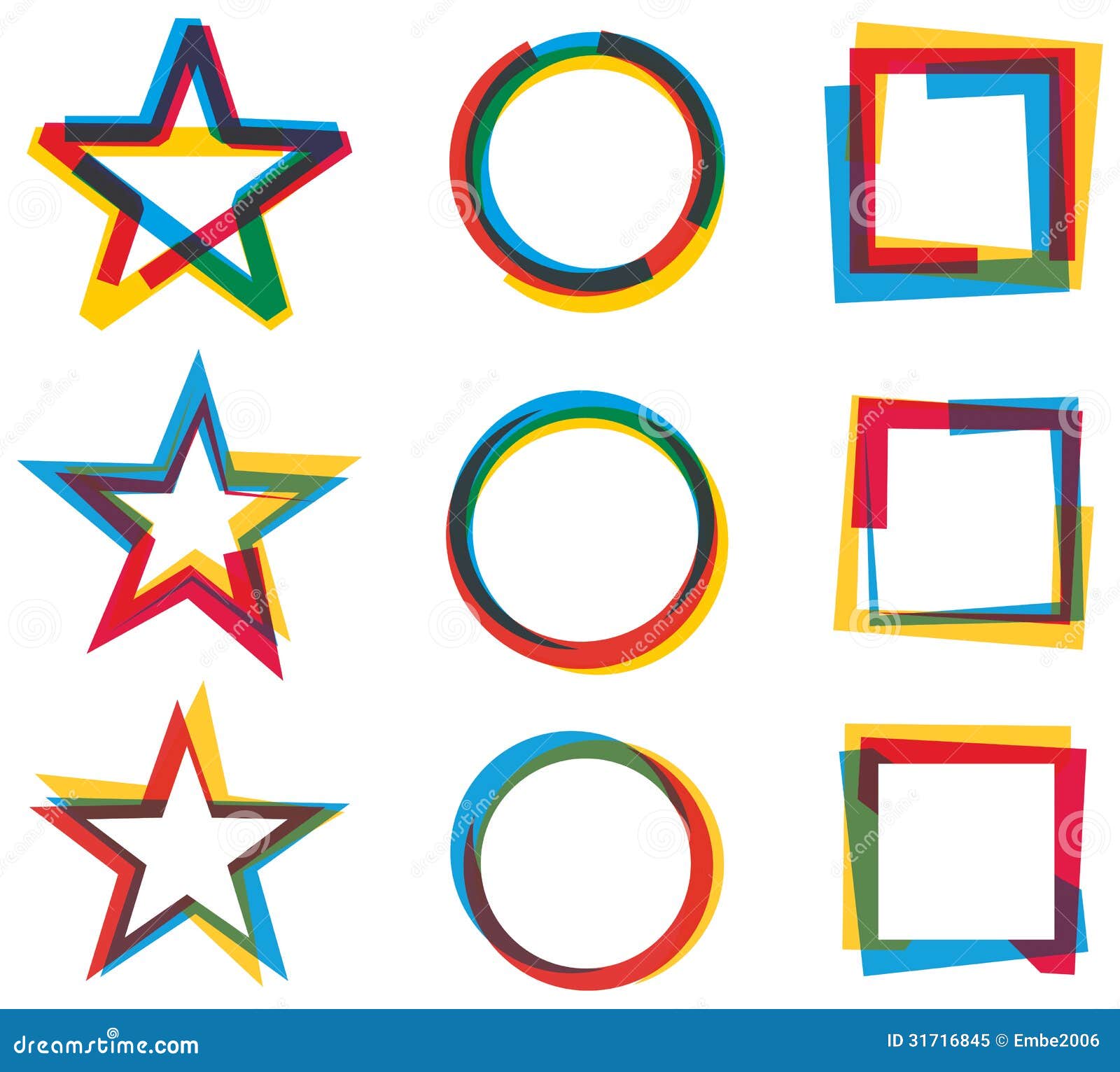 Cuadrado Logo Set Del Círculo De La Estrella Ilustración del Vector ...