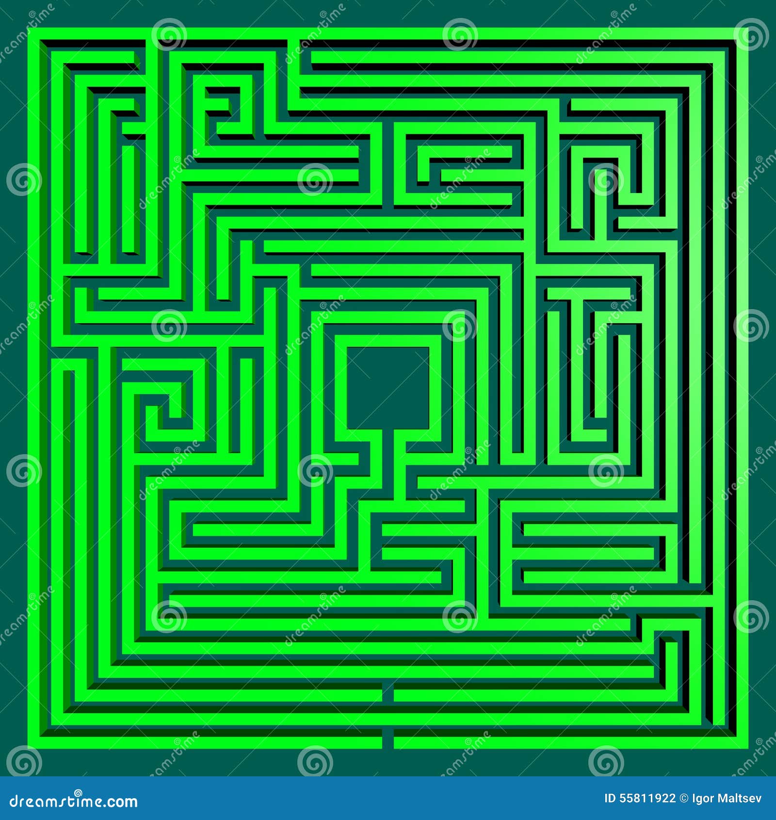 Cuadrado Verde Del Laberinto Stock de ilustración - Ilustración de ...