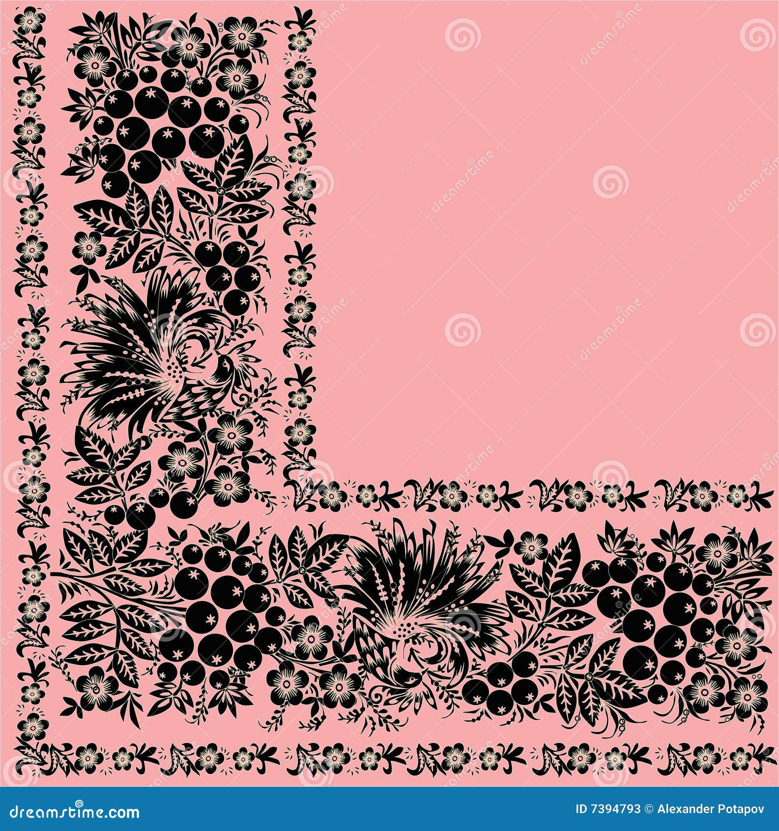 Cuadrante Del Ornamento Negro En Color De Rosa Stock de ilustración ...