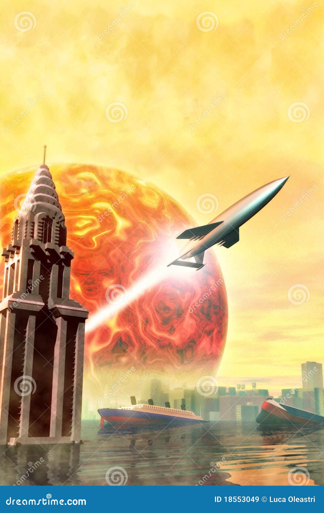 Cuando chocan los mundos stock de ilustración. Ilustración de cielo ...