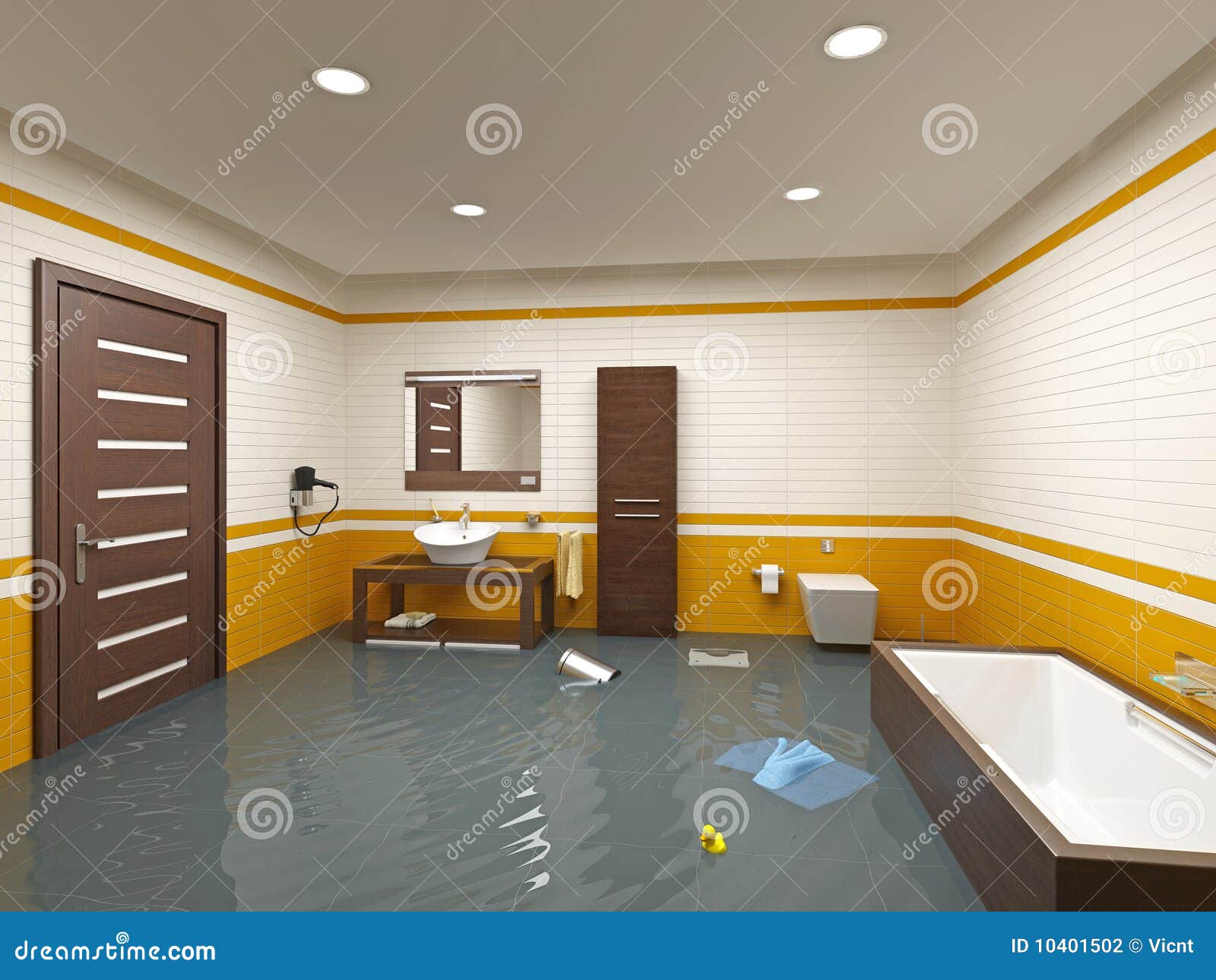 Cuarto De Baño De La Inundación Stock de ilustración - Ilustración de ...